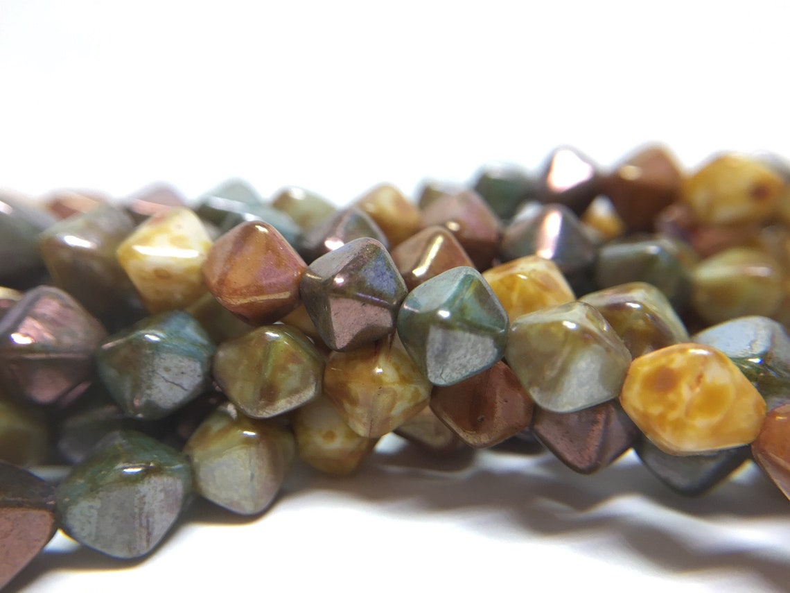 6mm Rustic Rainbow, Bi-pyramid Beads, Czech Glass Beads - Etsy