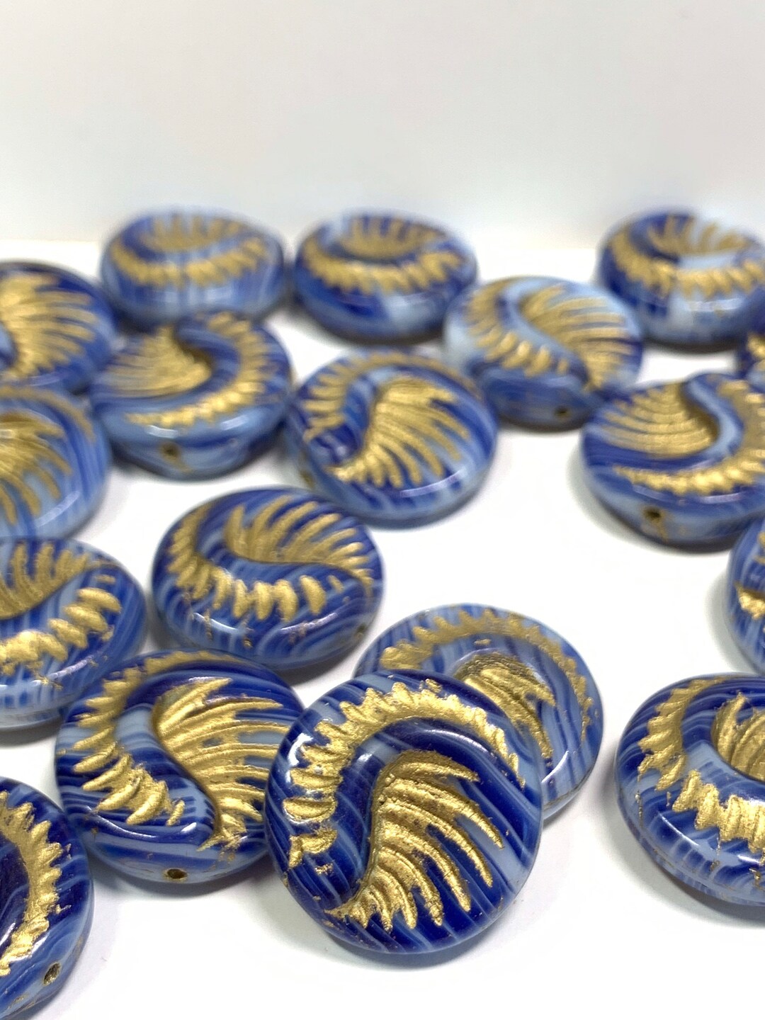 19mm Striated Fossils Beads, Czech Glass Beads - Etsy