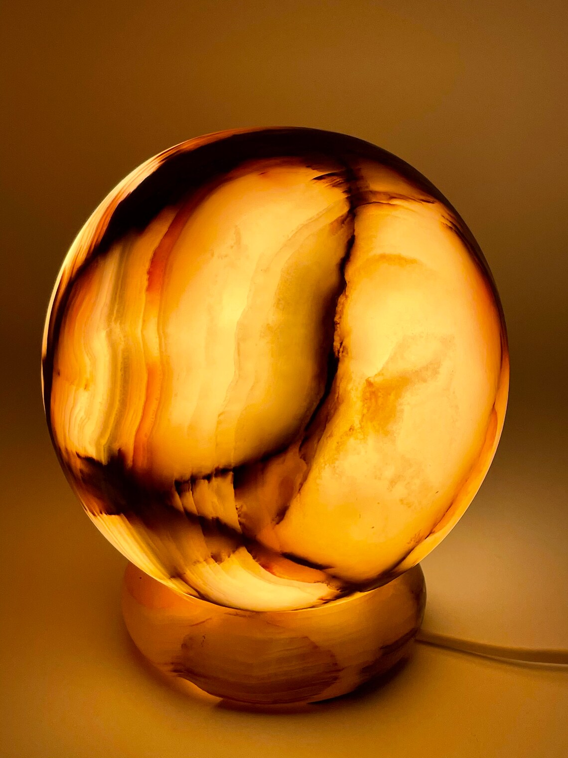 Onyx Marble Round Lamp Marble Home Decor Stone Lamps | Etsy