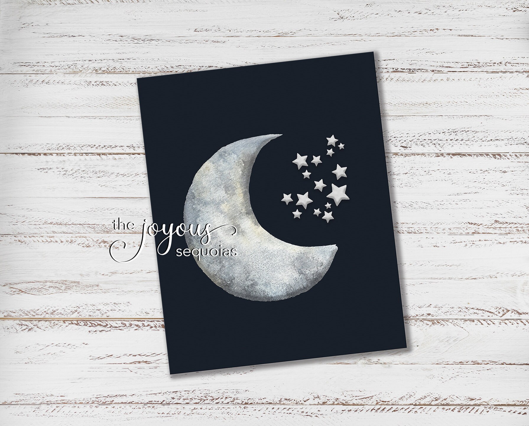 Crescent Moon Printable Nursery Wall Art Moon and Stars - Etsy