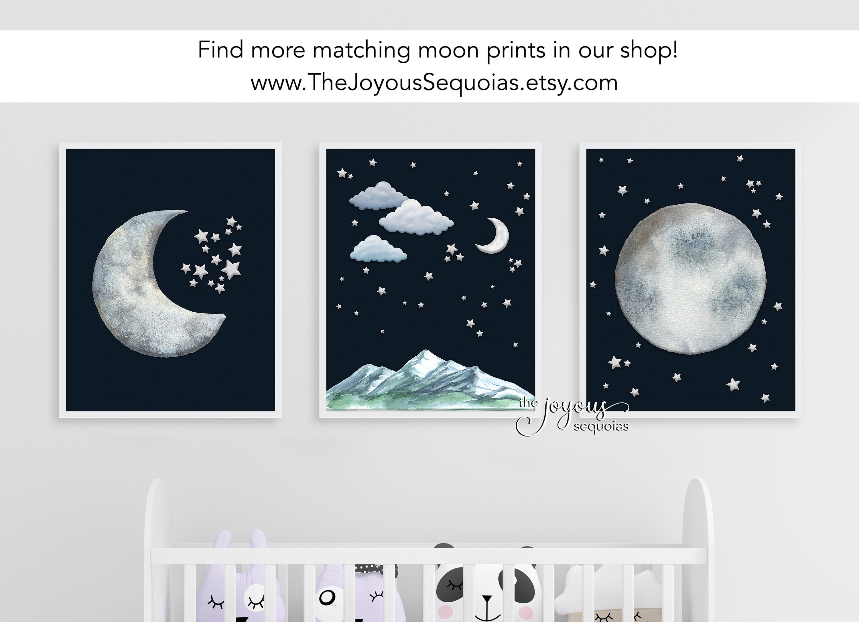 Full Moon Printable Nursery Wall Art Moon and Stars Digital - Etsy France