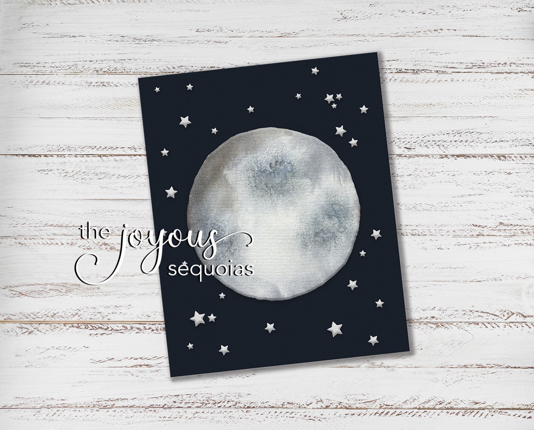 Full Moon Printable Nursery Wall Art Moon and Stars Digital - Etsy France