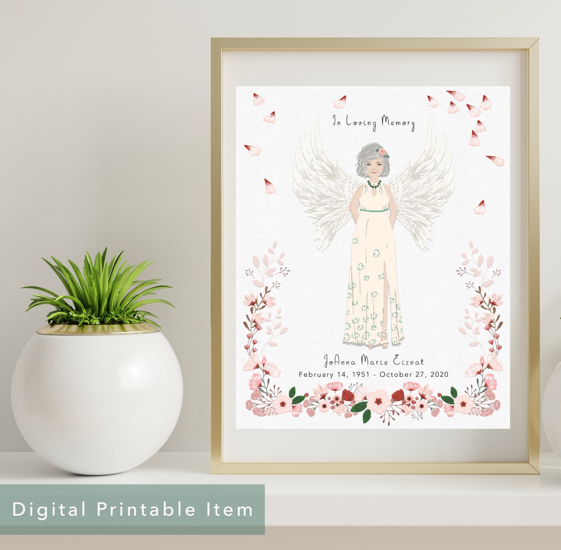 Custom Memorial Drawing, Printable, Personalized Gift, in Heaven ...