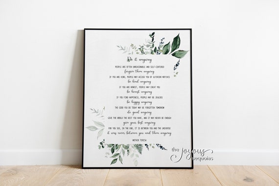 Do It Anyway Printable Poem Non-religious Mother Teresa | Etsy