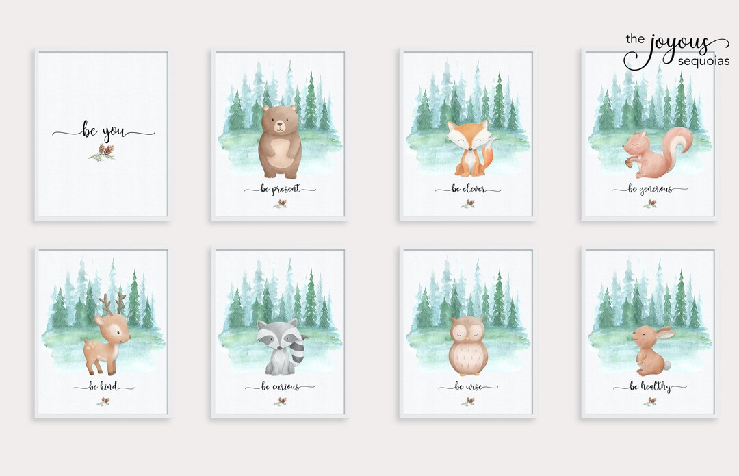 Woodland Animal Digital Prints, Boy Woodland Nursery Print, Woodland ...