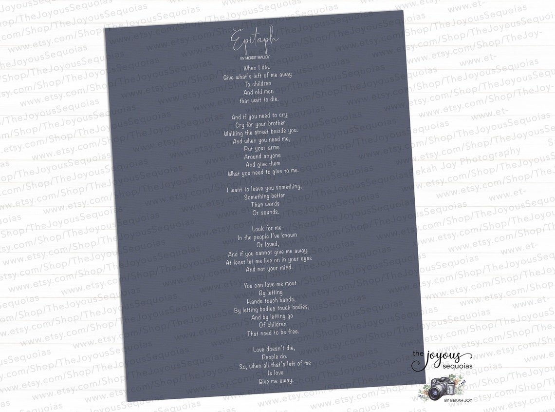 Epitaph Blue Printable Poem, NCIS Poem Season 18, Digital Download, in ...