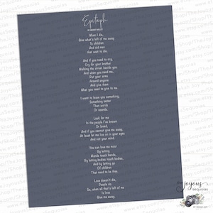 Epitaph Blue Printable Poem, NCIS Poem Season 18, Digital Download, In ...