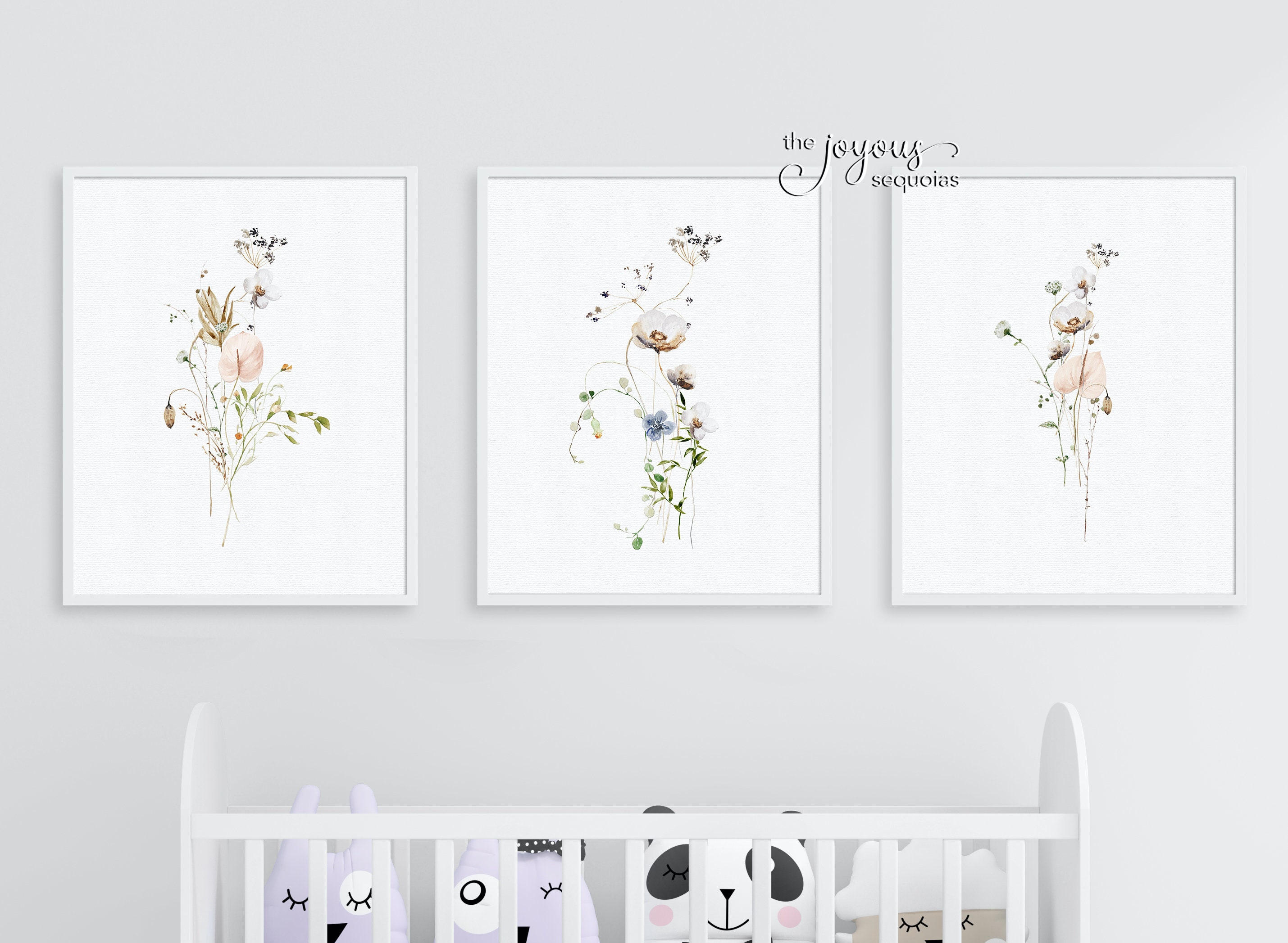Minimalist Dainty Flowers Printable Art, Digital Print, Set of 3 ...