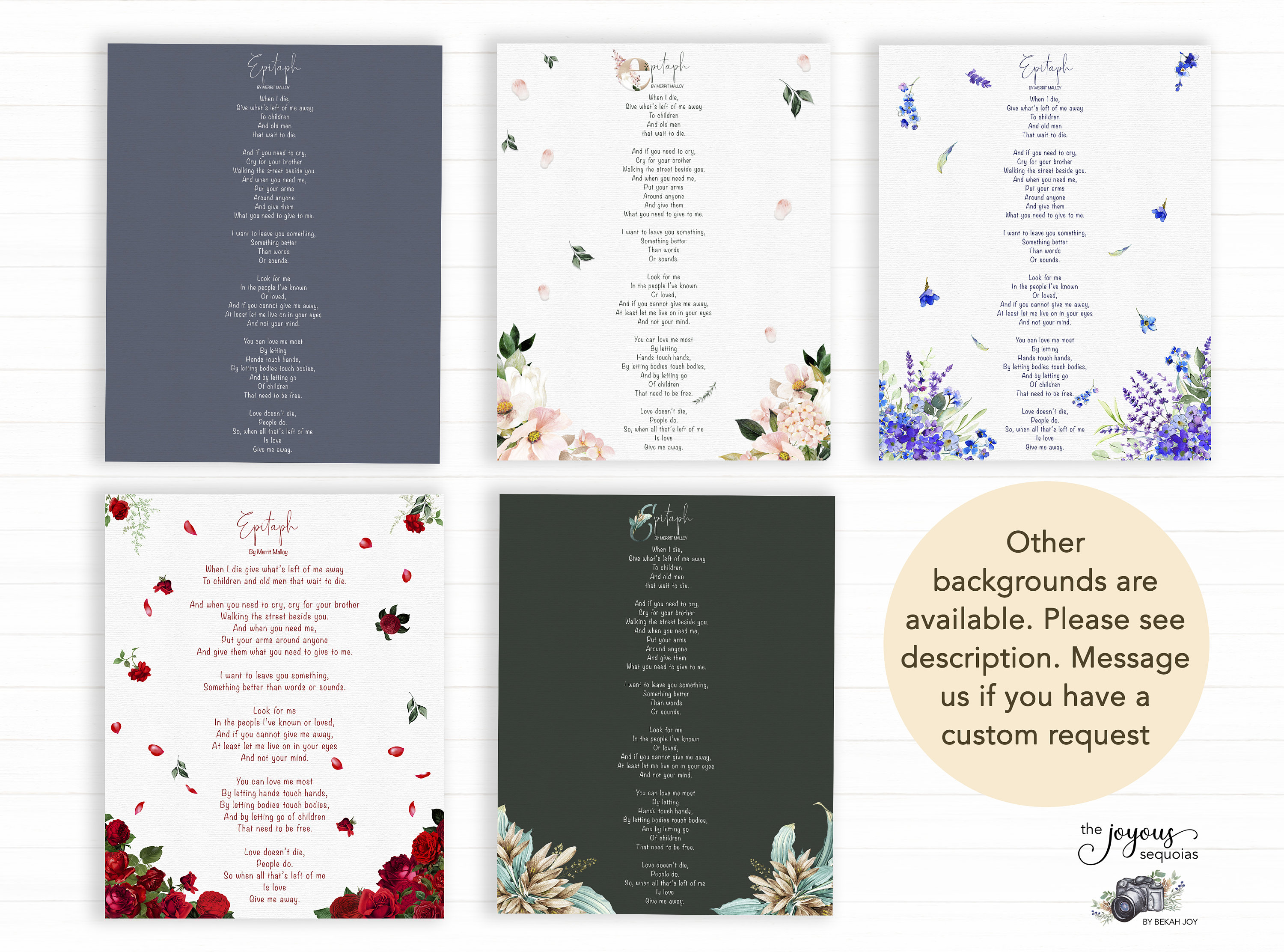 Epitaph Pink Flowers Printable Poem, Poem From NCIS Season 18, Digital ...