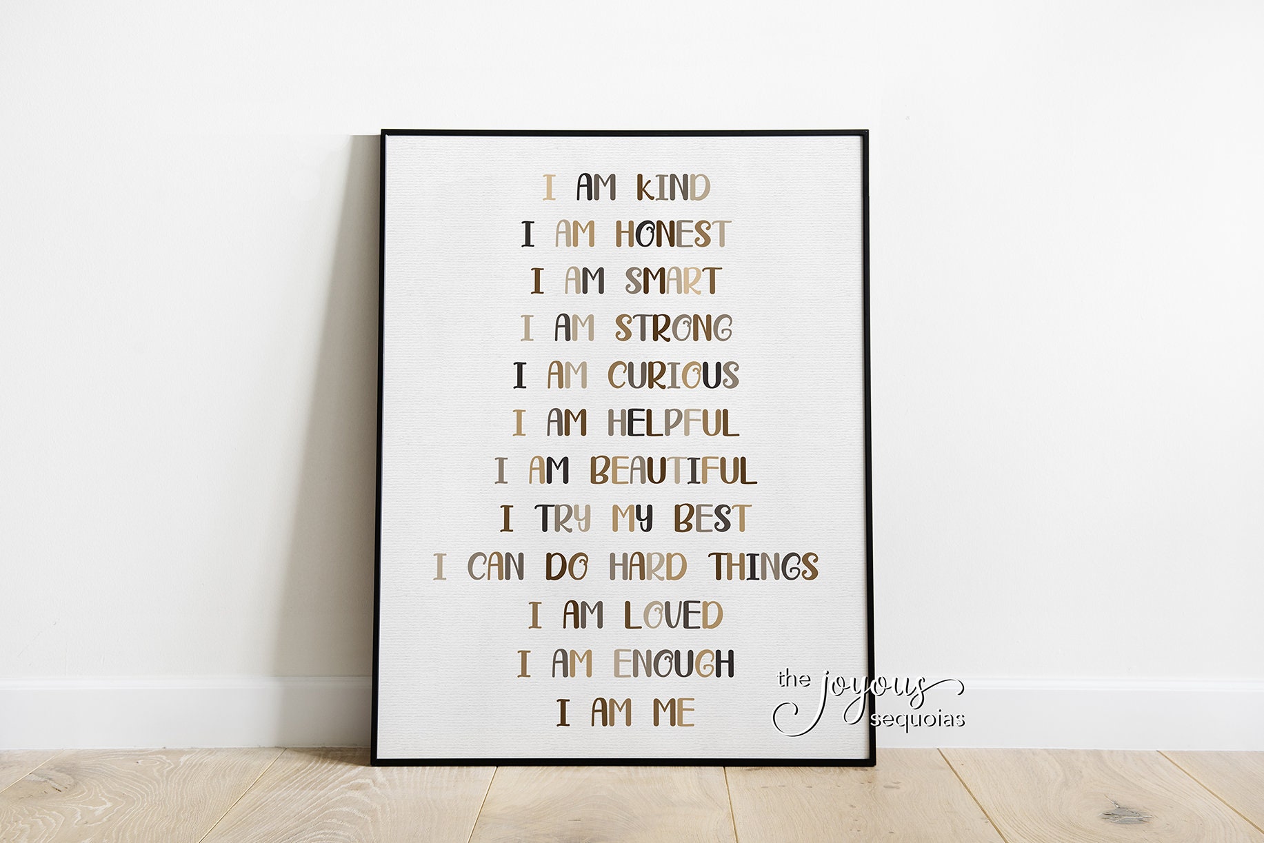 Kid Affirmations Boho Brown Printable Wall Art Affirmation - Etsy
