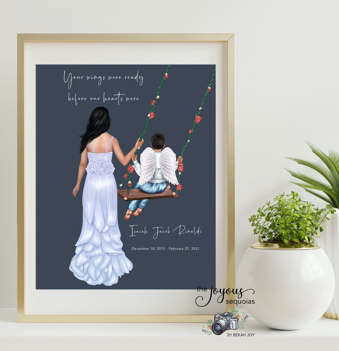 Custom Memorial Printable Drawing, Back-view Portrait, in Loving Memory ...