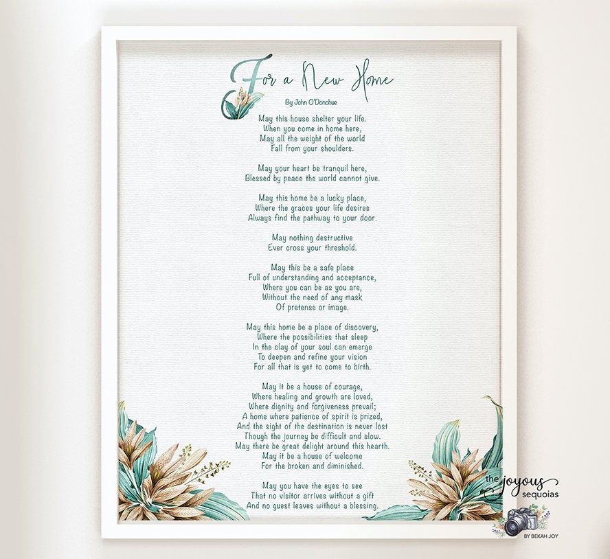 New Home Blessing Printable Poem, Digital Download, Watercolor Vanilla ...