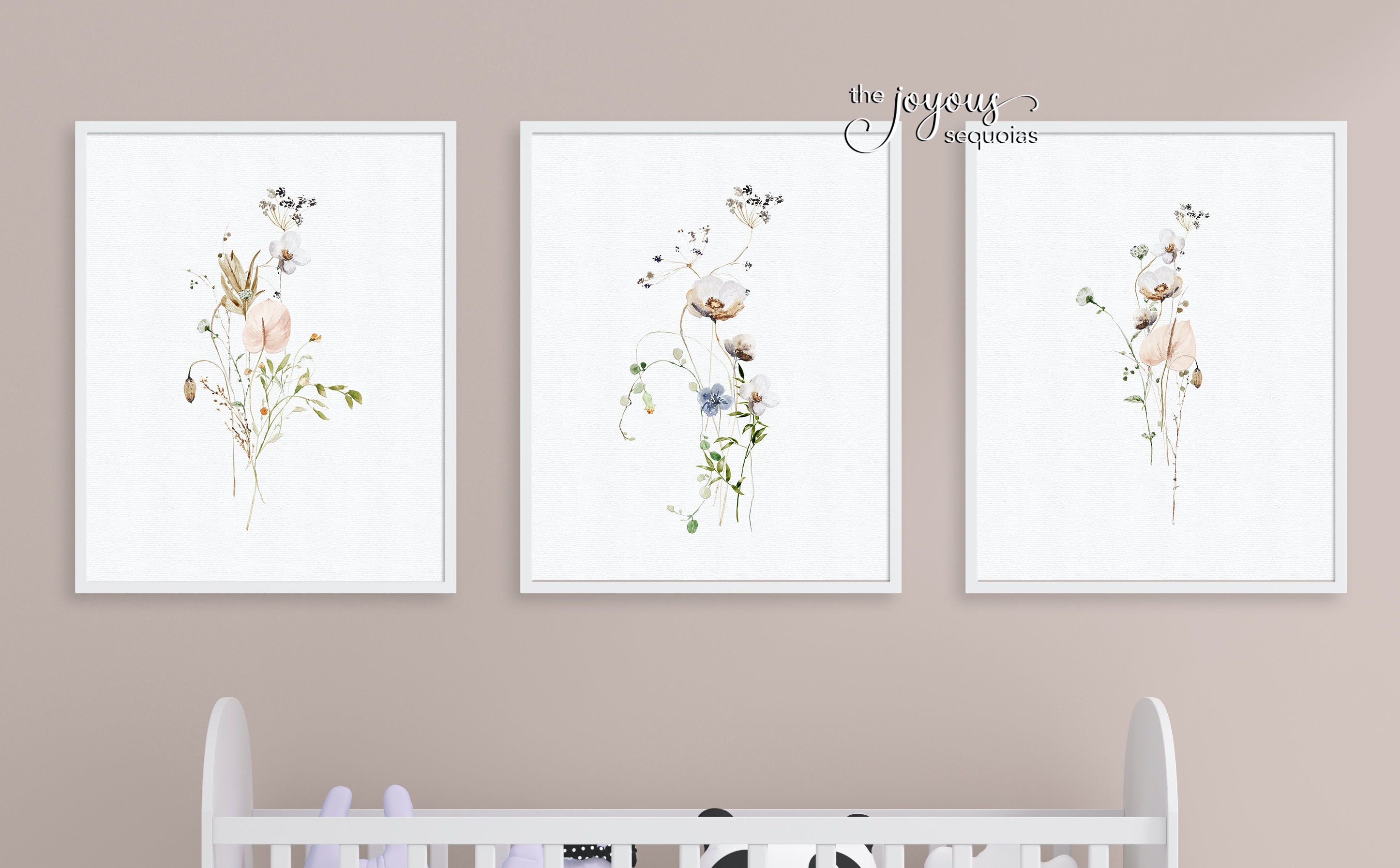 Minimalist Dainty Flowers Printable Art, Digital Print, Set of 3 ...