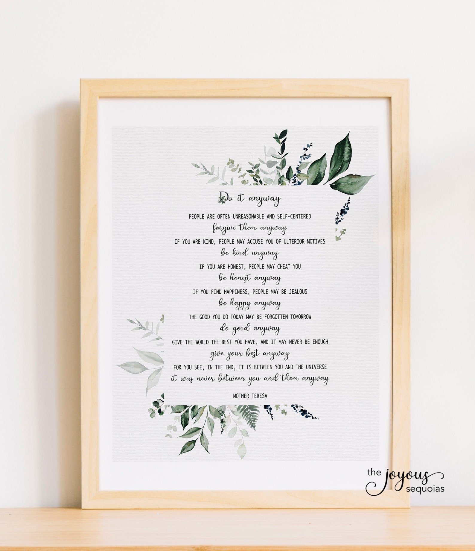 Do It Anyway Printable Poem, Non-religious Mother Teresa Quote ...