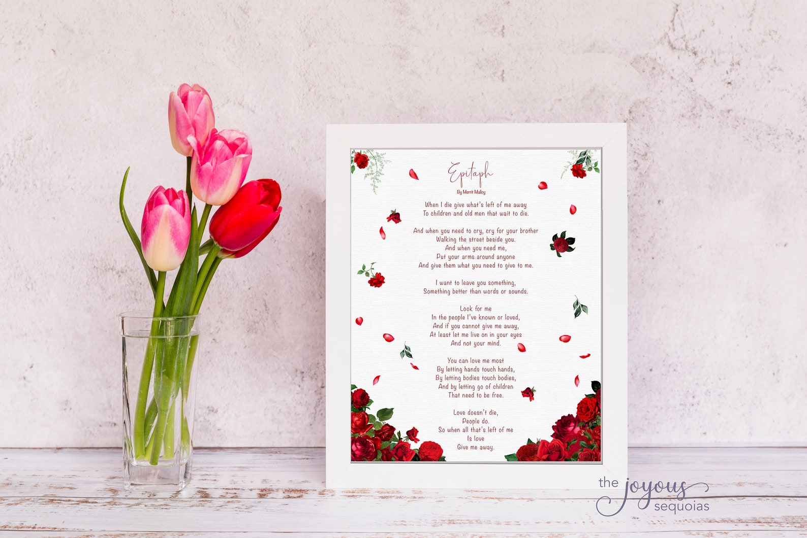 Epitaph Red Roses Printable Poem, Digital Download, Rosaceae, in Memory ...