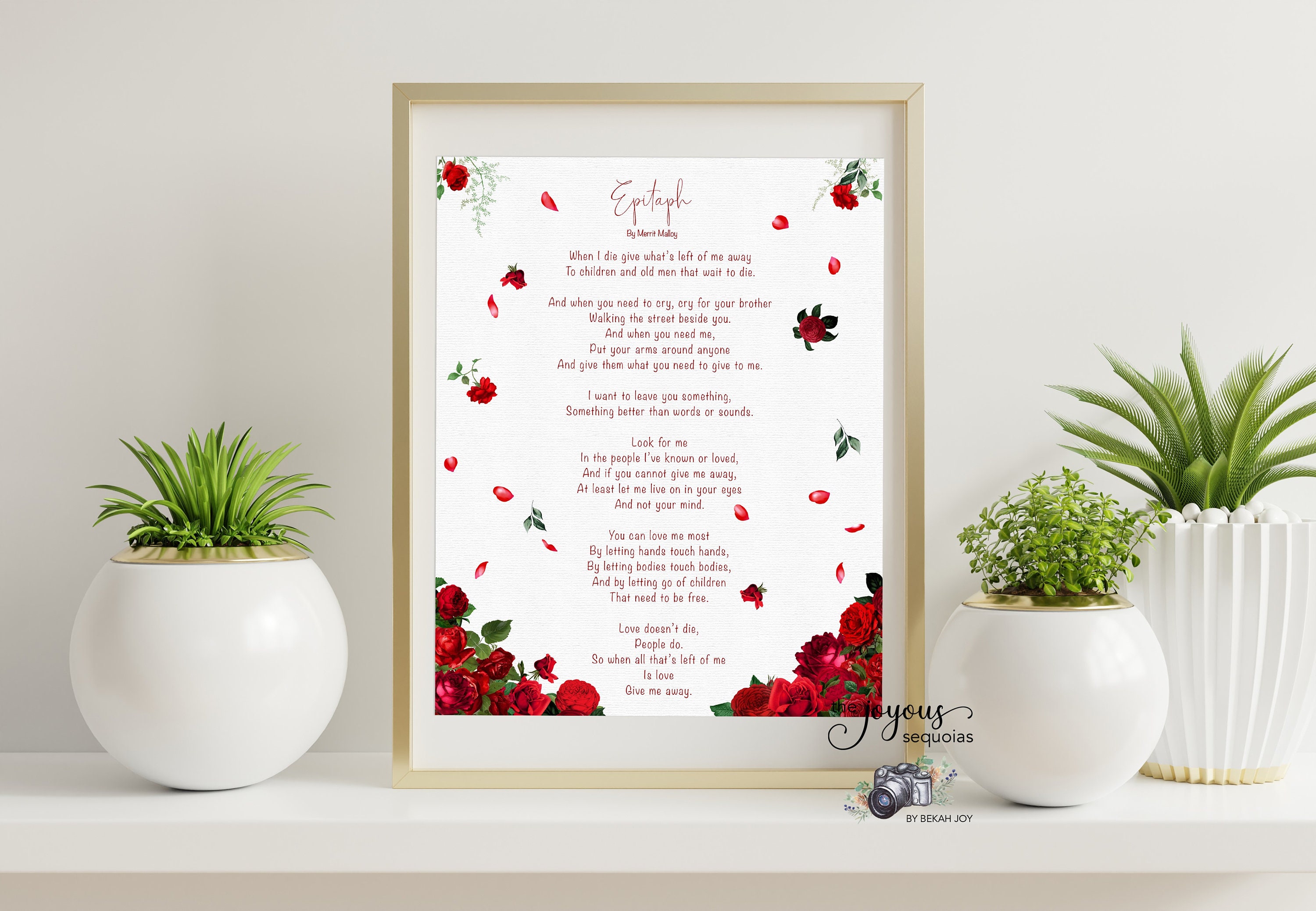 Epitaph Red Roses Printable Poem Digital Download Rosaceae - Etsy Canada
