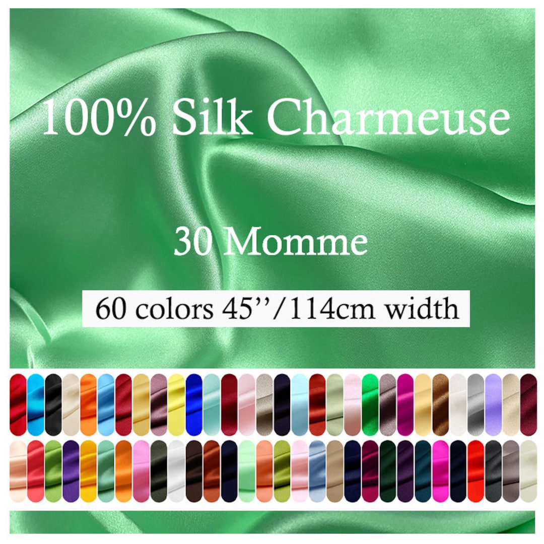 100% Silk Charmeuse Fabric 62 Colors 30m/m Luxury Silk Satin Fabric by ...