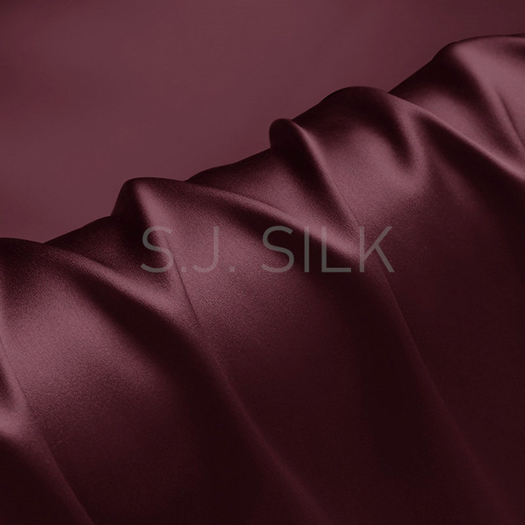 100% Silk Charmeuse Fabric 16mm Cabernet Color Silk Satin Fabric by the ...