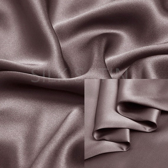 19mm 100 Silk Charmeuse Fabric Pale Pinkish Gray Thick Silk Satin Fabric by the Yard Real Silk for Dressmaking Silk Pillowcase Fabric