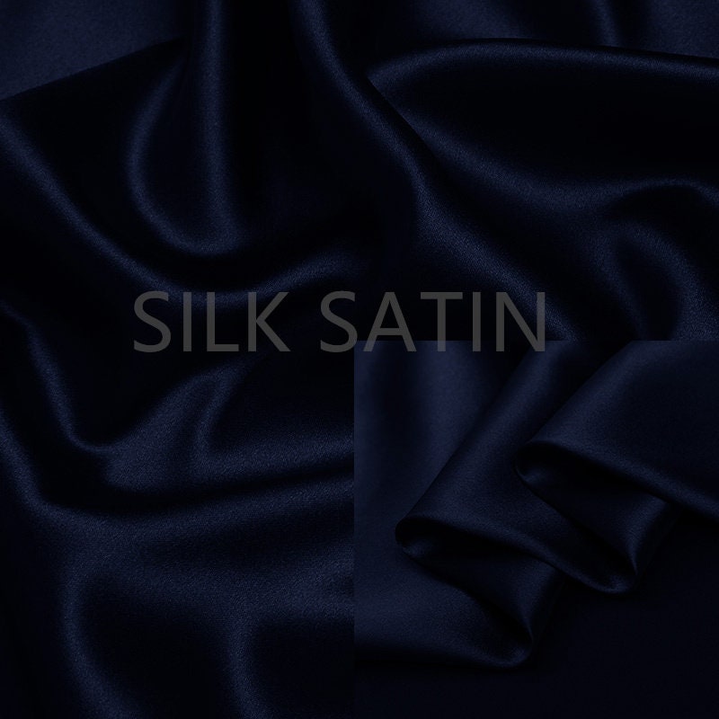 19mm 100% Seide Charmeuse Stoff Light Navy Blau Dick Silk Satin Stoff ...