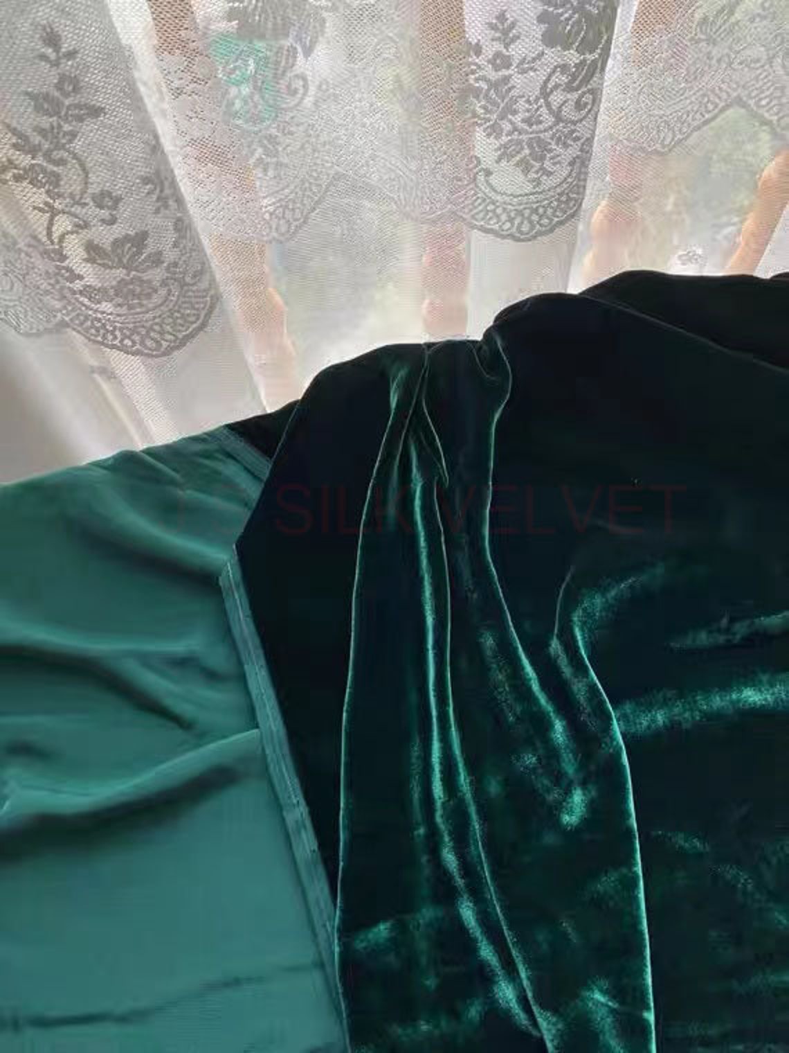 Pure Silk Velvet Fabric Royal Green Color 40momme Luxury Thick Silk ...