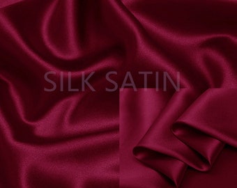 19mm 100% Silk Charmeuse Fabric Deep Pink Thick Silk Satin Fabric by the Yard Real Silk for Tie ...