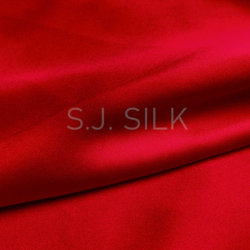 22m/m 100% Silk Charmeuse Fabric Red Color Silk Satin Fabric by the ...