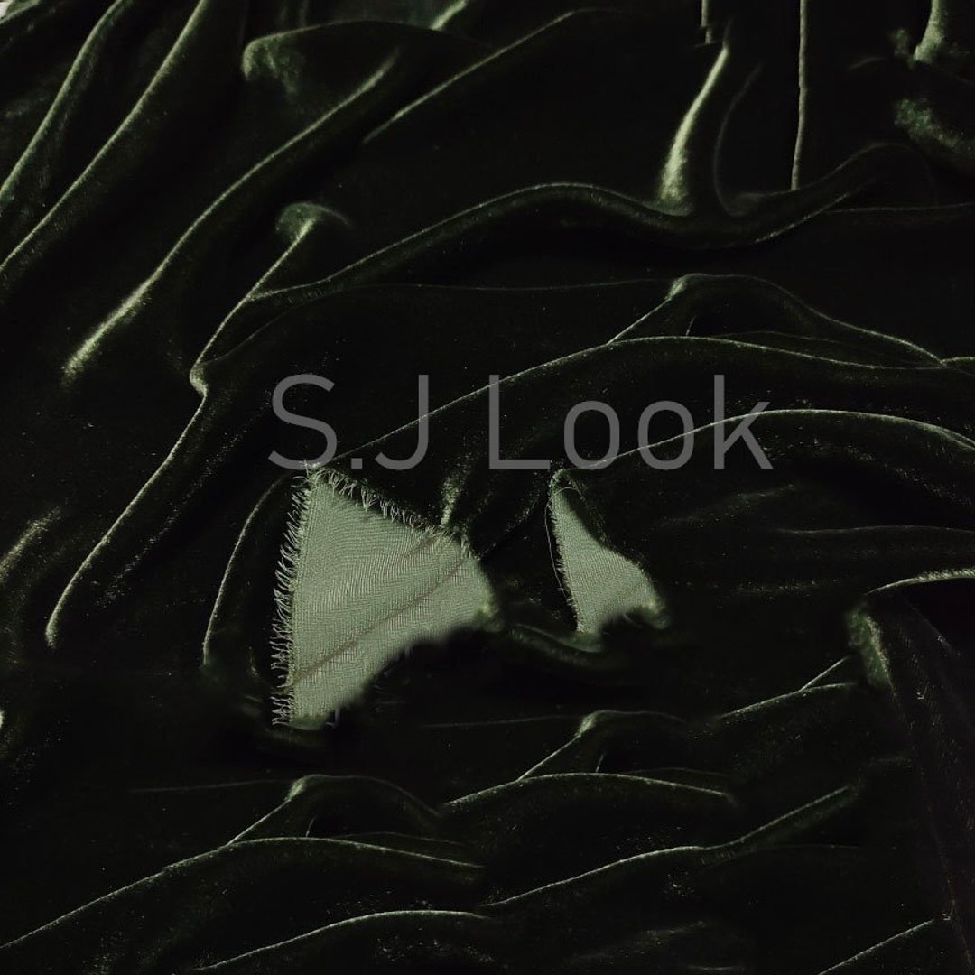 Pure Silk Velvet Fabric Deep Green Color 40momme Luxury Thick Silk ...
