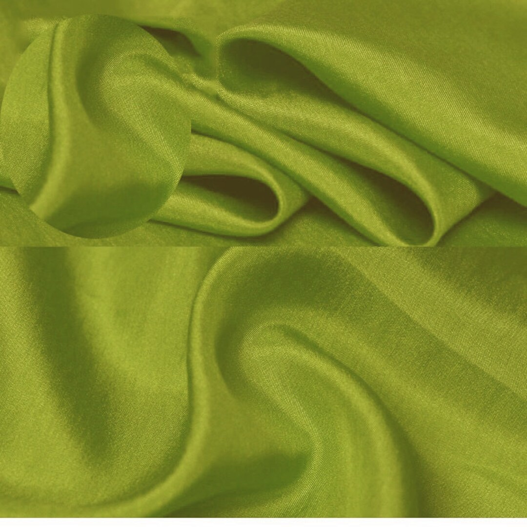 100% Silk Habotai Fabric 8mm 45'' Wide Yellow Green Lightweight Airy ...