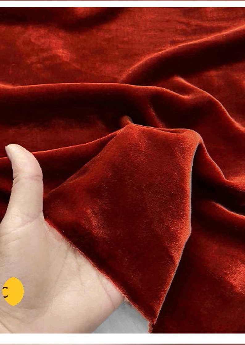 Pure Silk Velvet Fabric Rust Red Color 40momme Luxury Thick Silk Velvet ...