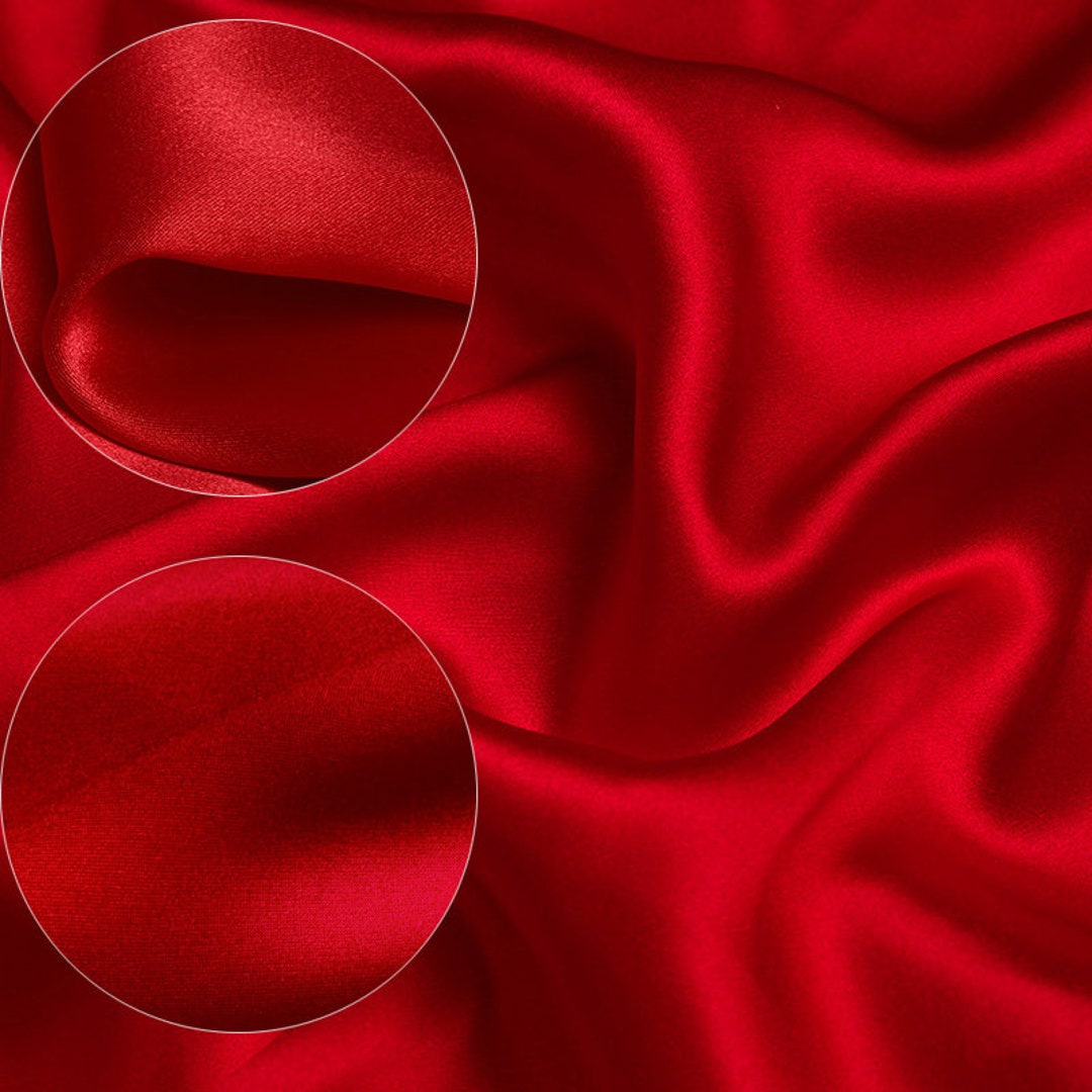 Luxury 30mm Silk Fabric Red Color Thick Silk Satin Fabric Real Silk by ...