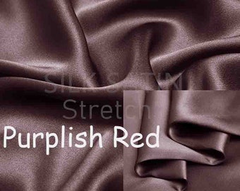 Silk Satin Purplish Red Color by Yard Silk Square Bridal Fabric Fat ...