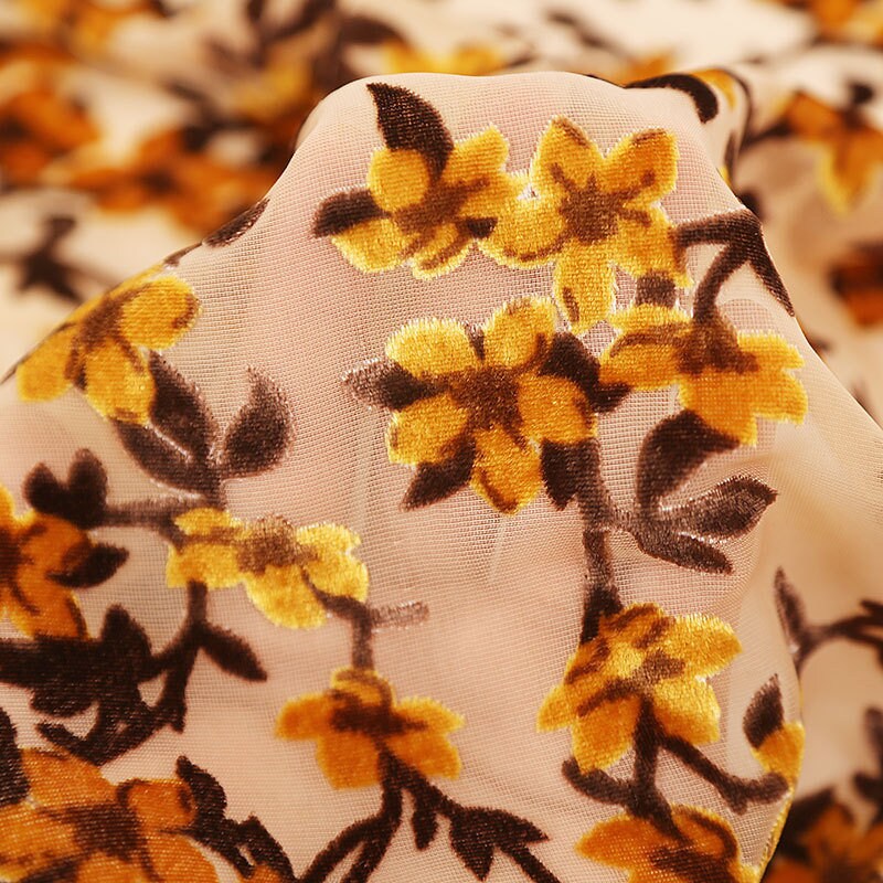 Burnt-out Velvet Fabric Dress Hollow Velvet Cheongsam Burnt Flowers ...