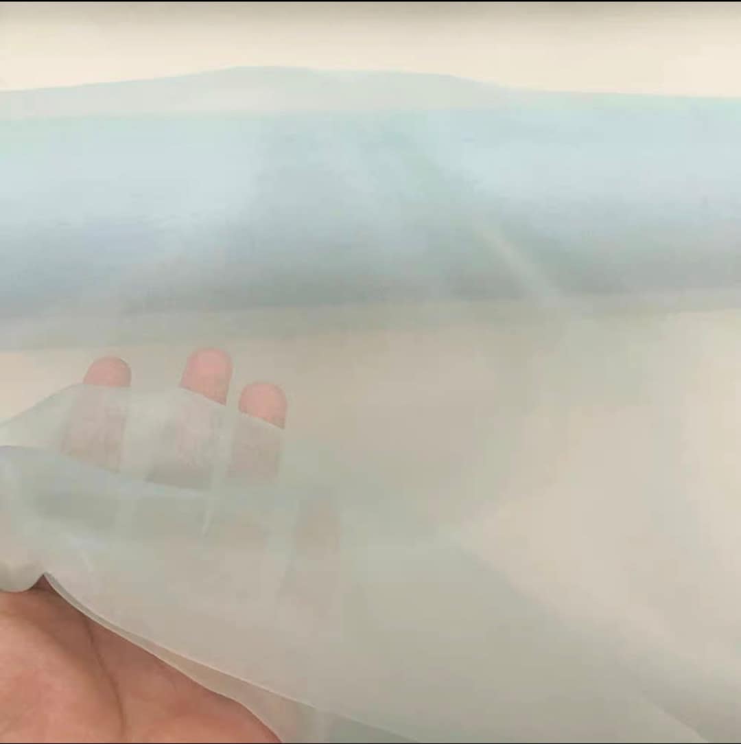 100% Silk Organza Fabric 6mm Light Blue Color 55'' Width Lightweight ...