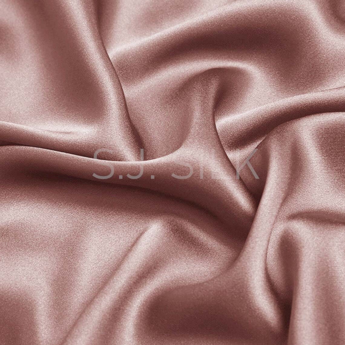 100% Silk Charmeuse Fabric 16mm Old Rose Color Silk Satin Fabric by the ...