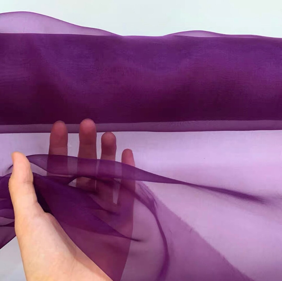 100% Silk Organza Fabric 6mm Deep Purple Color 55'' Width Lightweight ...