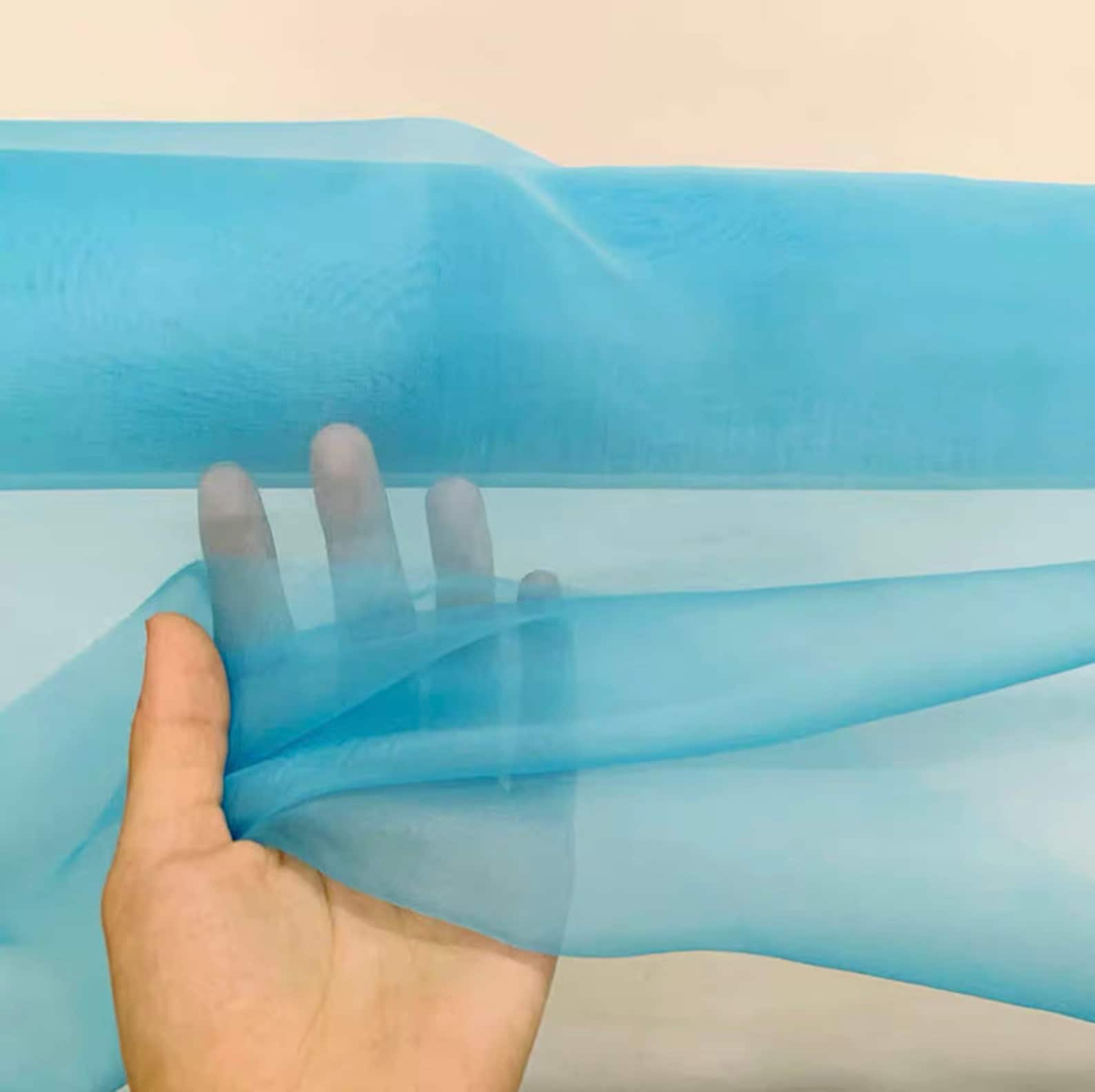 100% Seide Organza Stoff 6mm Flussblau Farbe 55'' Breite Leicht ...