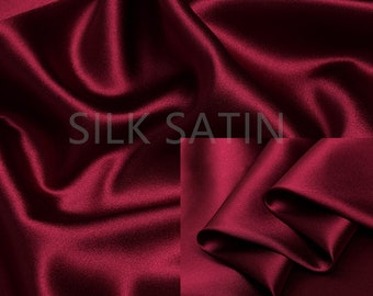 Solid Wine Red 100% Silk Charmeuse Fabric by the Yard or Meter Width 44 ...