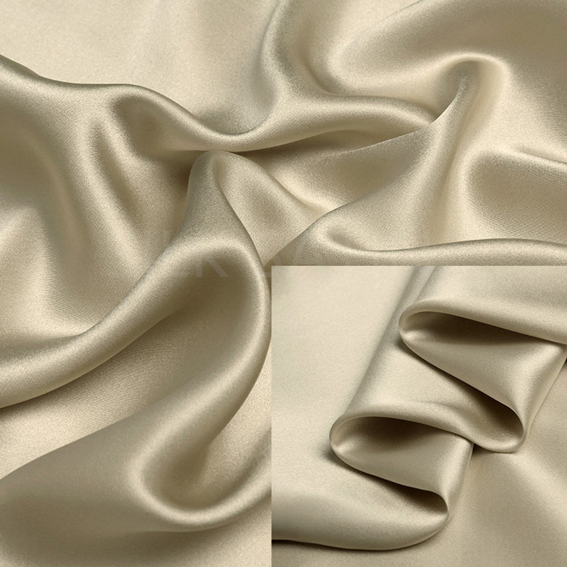 19mm 100% Seide Charmeuse Stoff Hell Beige Dicke Seide Satin Stoff Bulk ...