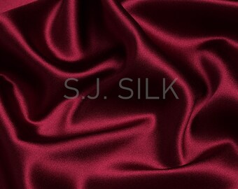 Solid Wine Red 100% Silk Charmeuse Fabric by the Yard or Meter Width 44 ...
