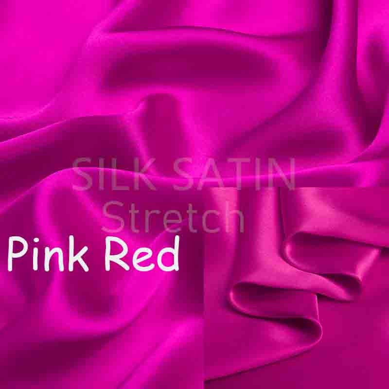 19mm Silk Stretch Satin Fabric Pink Red Color Thick Elastic Silk Satin ...