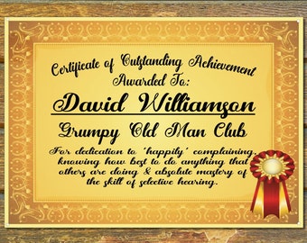 Funny Award Certificate - Etsy UK
