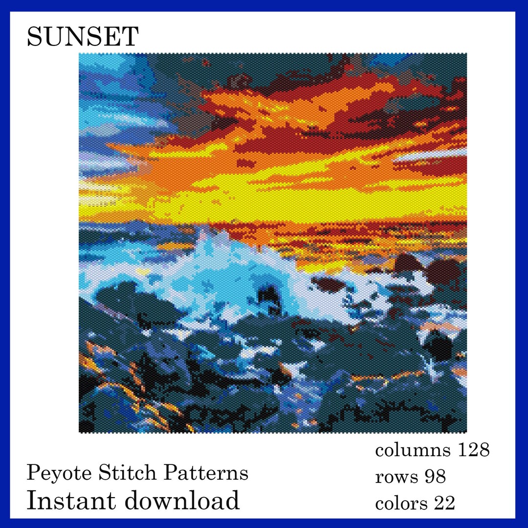 SUNSET, Cornice Pattern, Pdf Pattern, Peyote Stitch Patterns, Instant ...