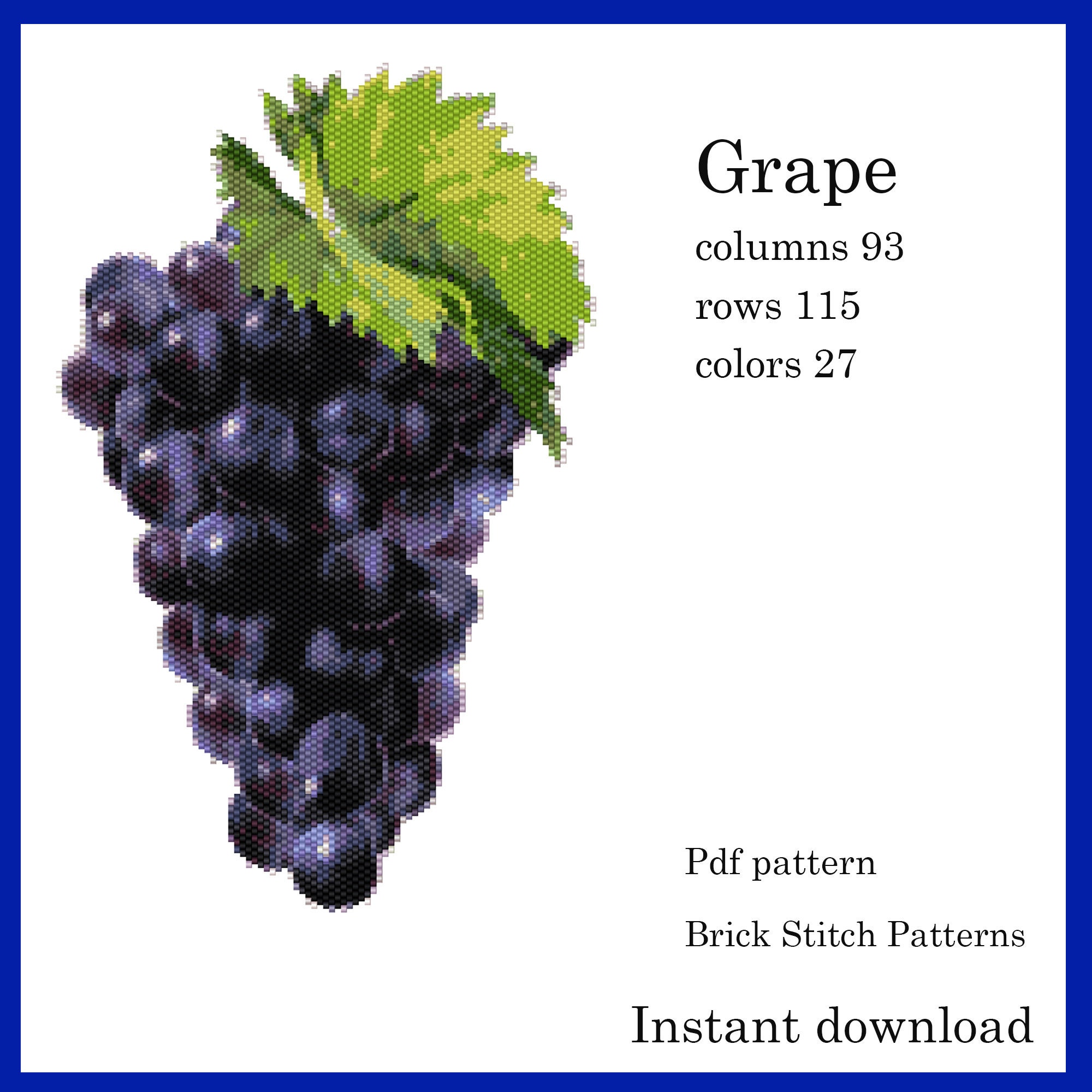 Grape Beading Pattern PDF – Detailed Brick Stitch Peyote Beading ...