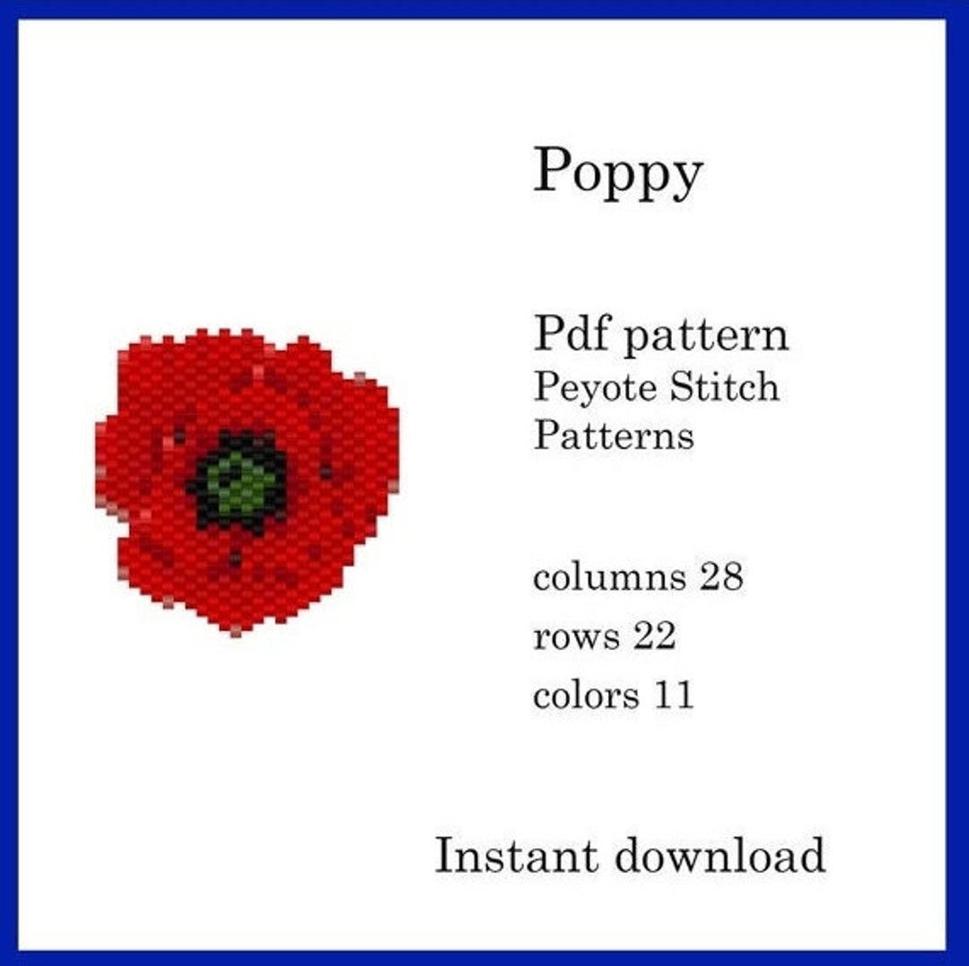 Poppy Peyote,peyote Poppy Beaded Patttens, Miyuki Delica Pattern, Small ...