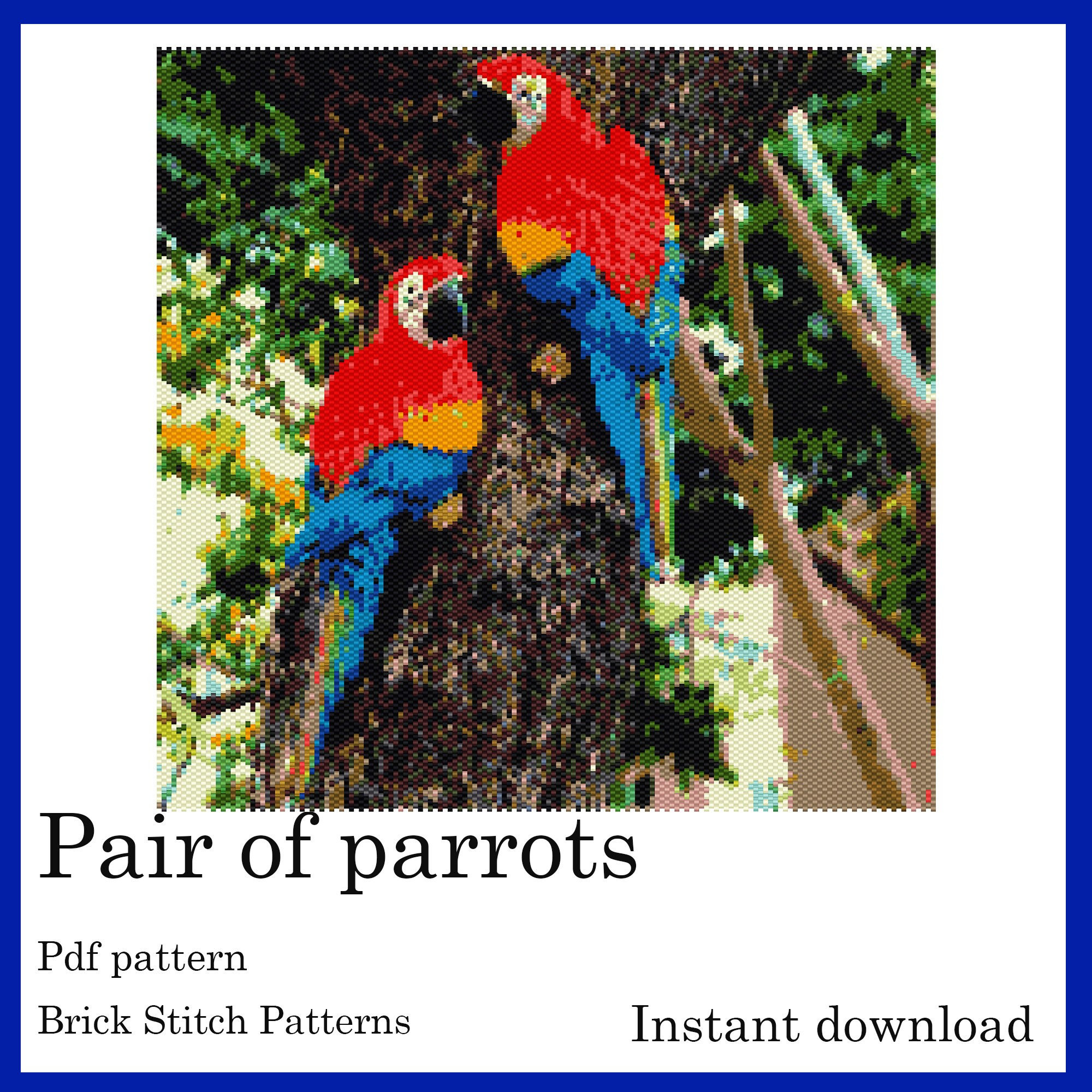 PAIR OF PARROTS, Pdf Pattern, Brick Stitch Patterns, Instant Download ...