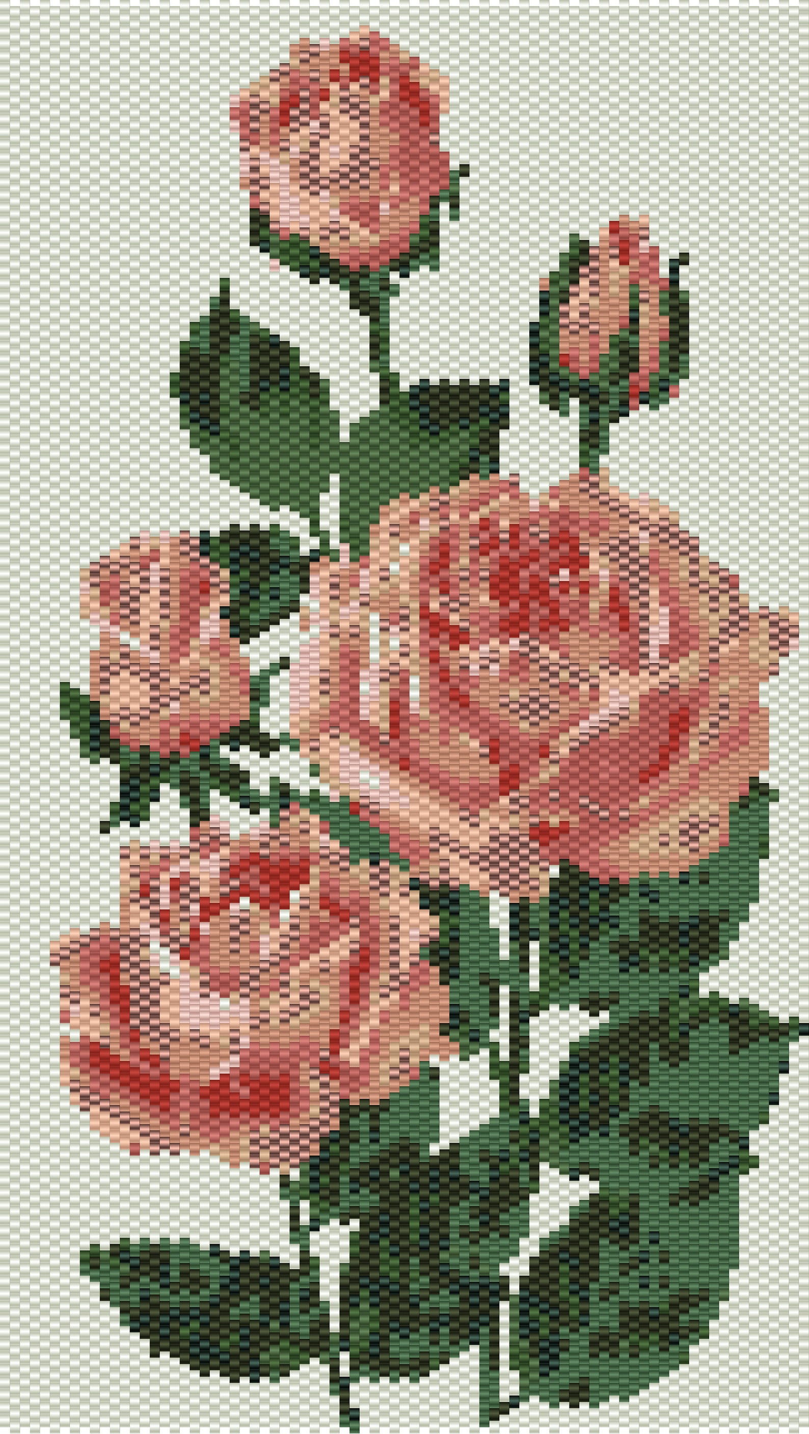 PINK ROSES Peyote, Vintage Rose, Miyuki Delica Pattern, Bookmark, Seed ...
