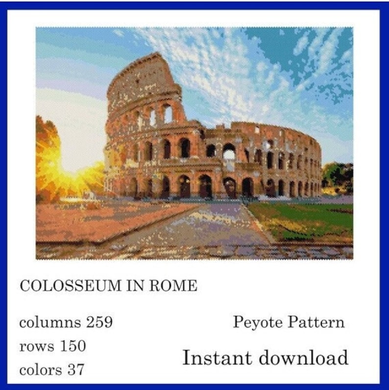 COLOSSEUM IN ROME Peyote, Miyuki Delica Pattern, Wall Art Pattern ...