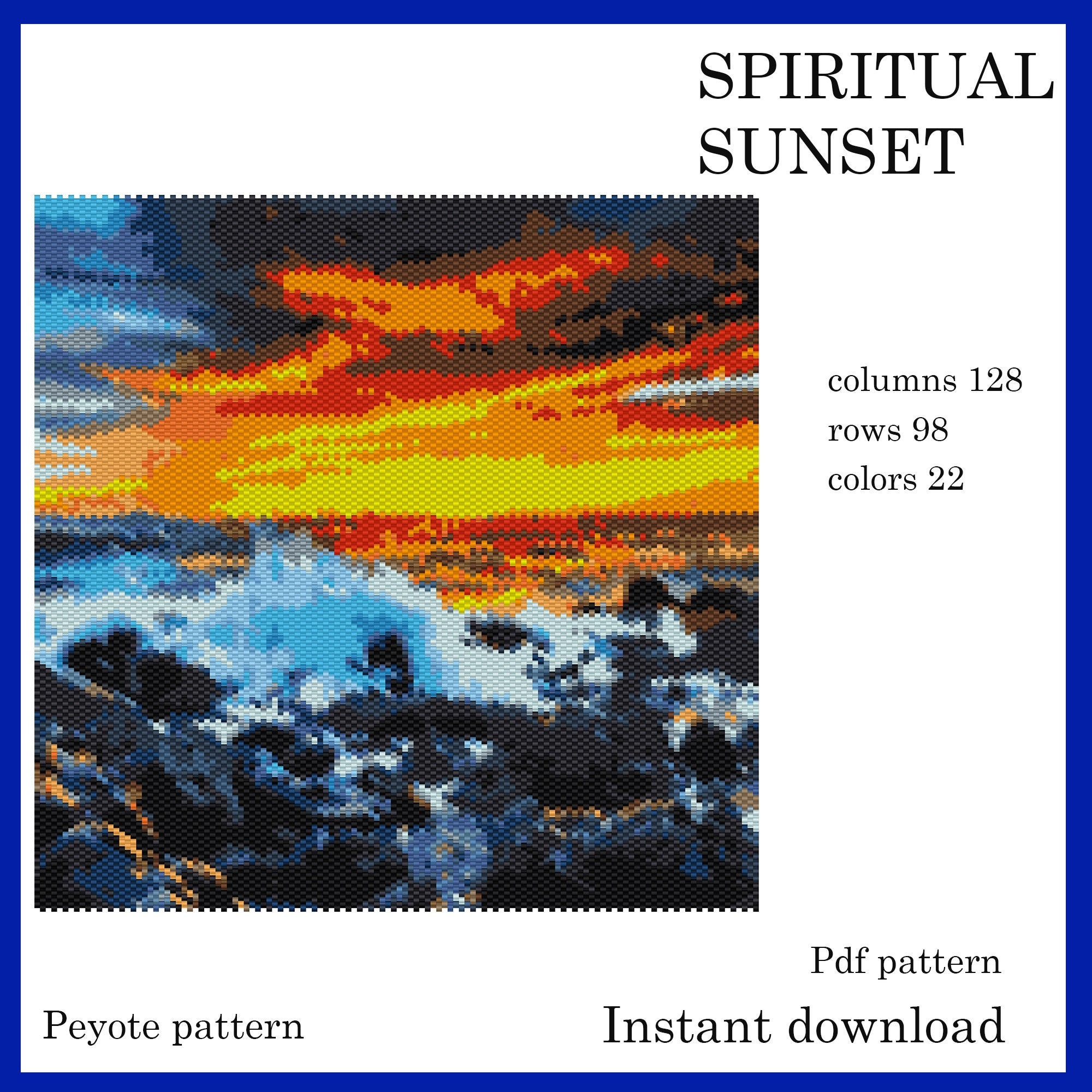SPIRITUAL SUNSET Peyote, Pdf Pattern, Beaded Stitch Pattern, Pdf ...