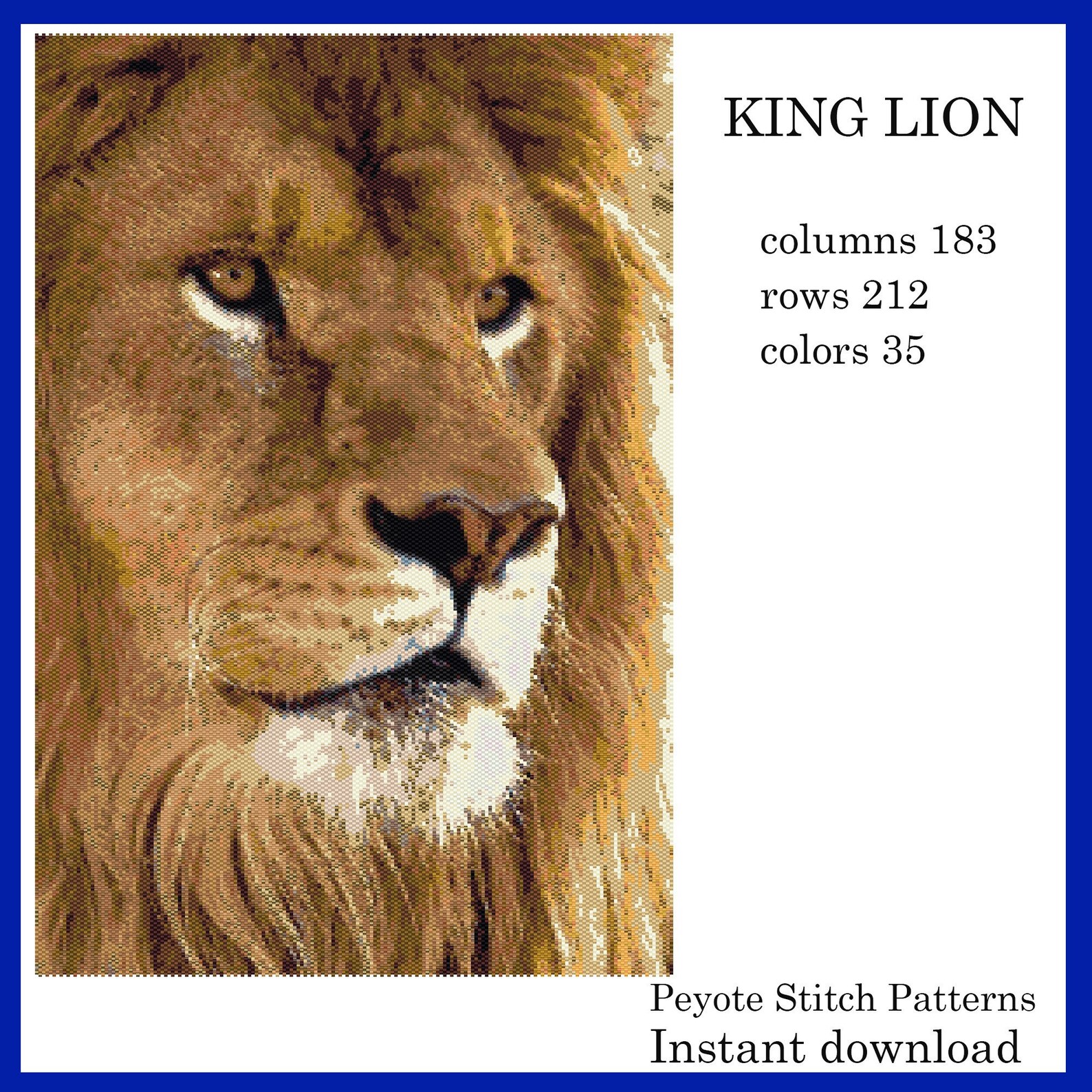 KING LION, Cornice Pattern, Pdf Pattern, Peyote Stitch Patterns ...